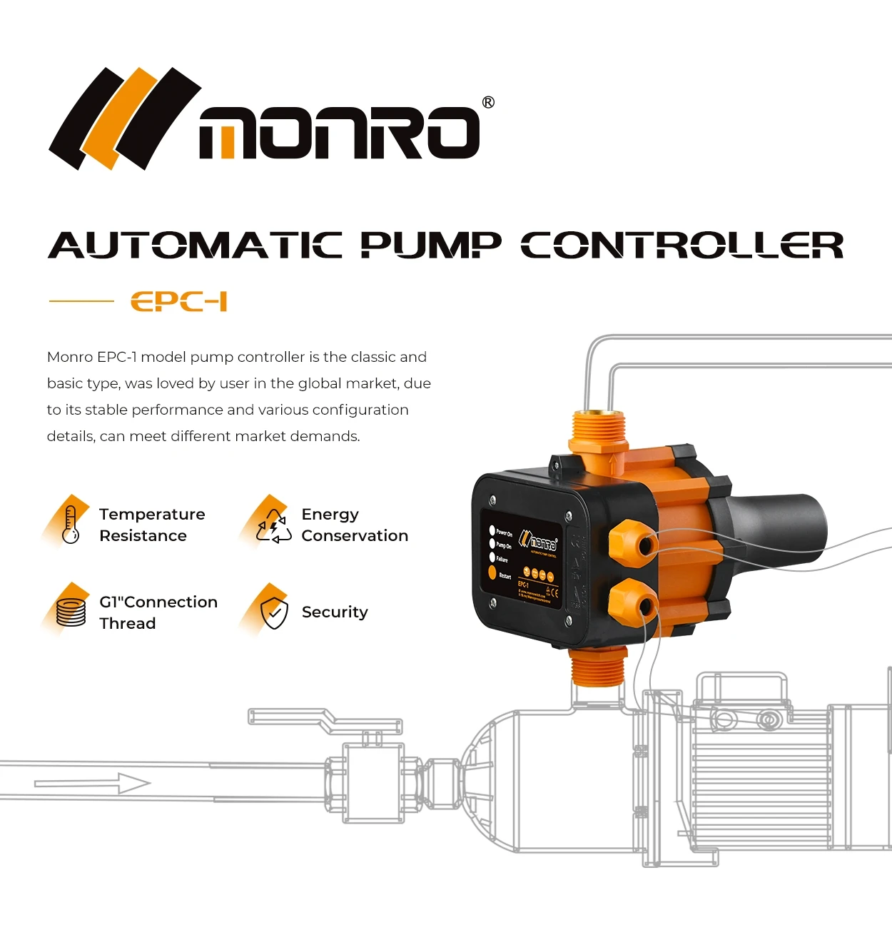 Automatic Pump Control Monro EPC-1 Pressure Controller for Water Pump ...