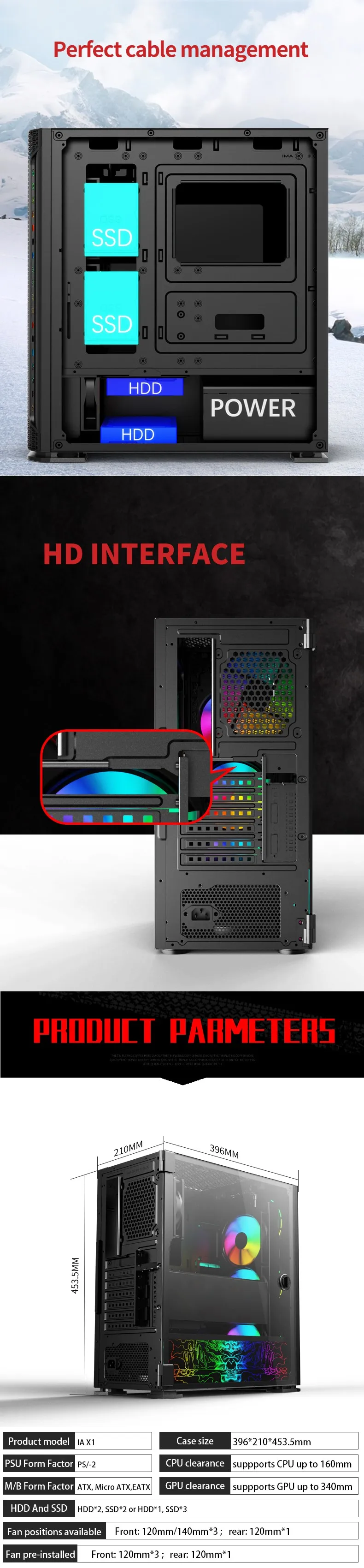 Soeyi Oem Custom E-atx Vertical Acrylic Mid Tower Computer Gaming Case ...