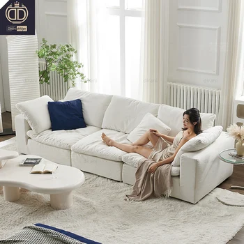 New Luxe Minimalism White Clouds Modular Sofa Set Down Fill Comfort ...