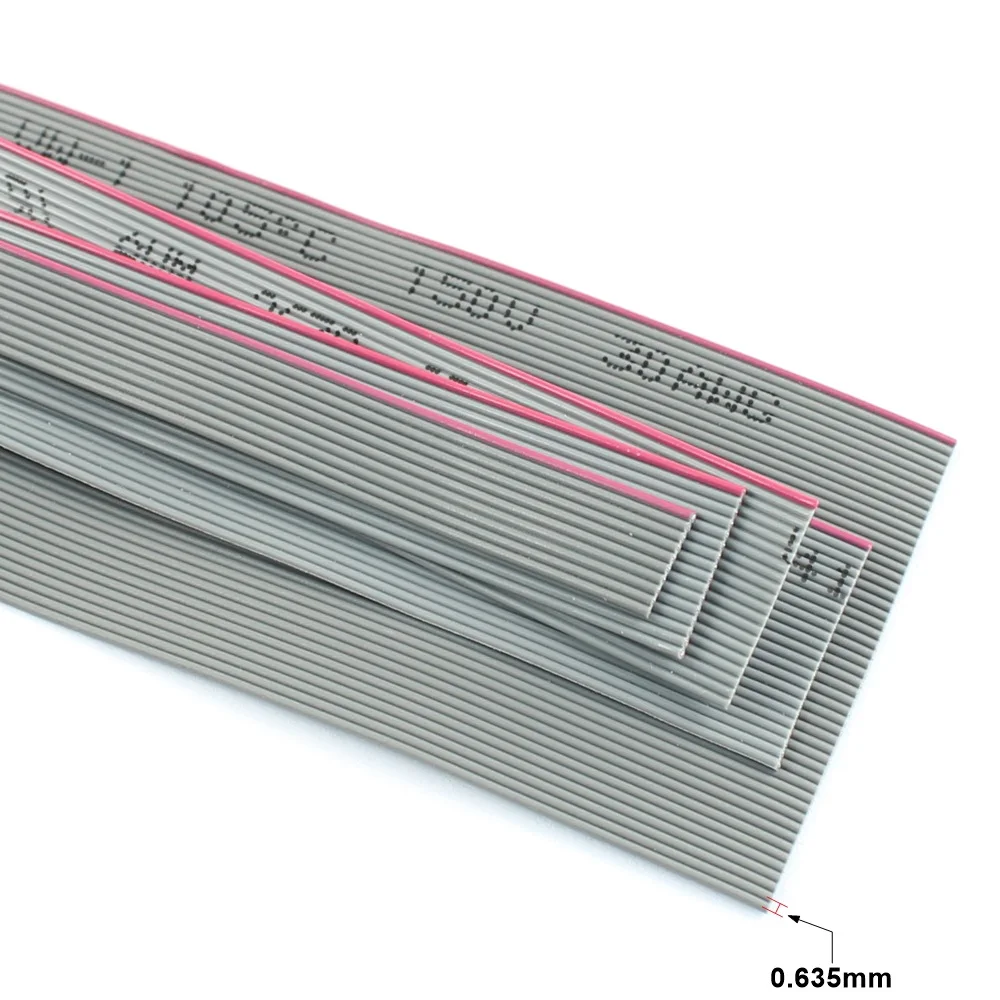 0.635mm Pitch 6/8/10/12/14/16/20/24/26/30/34/40/50 Pin Wire Grey Flat Ribbon Cable 30AWG 150V ...