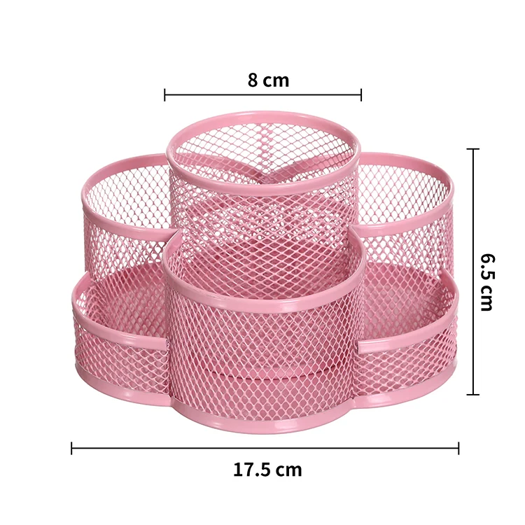 Rotary 7 Grids Pen Holder Metal Iron Pen Bucket Creative Plum Honeycomb ...
