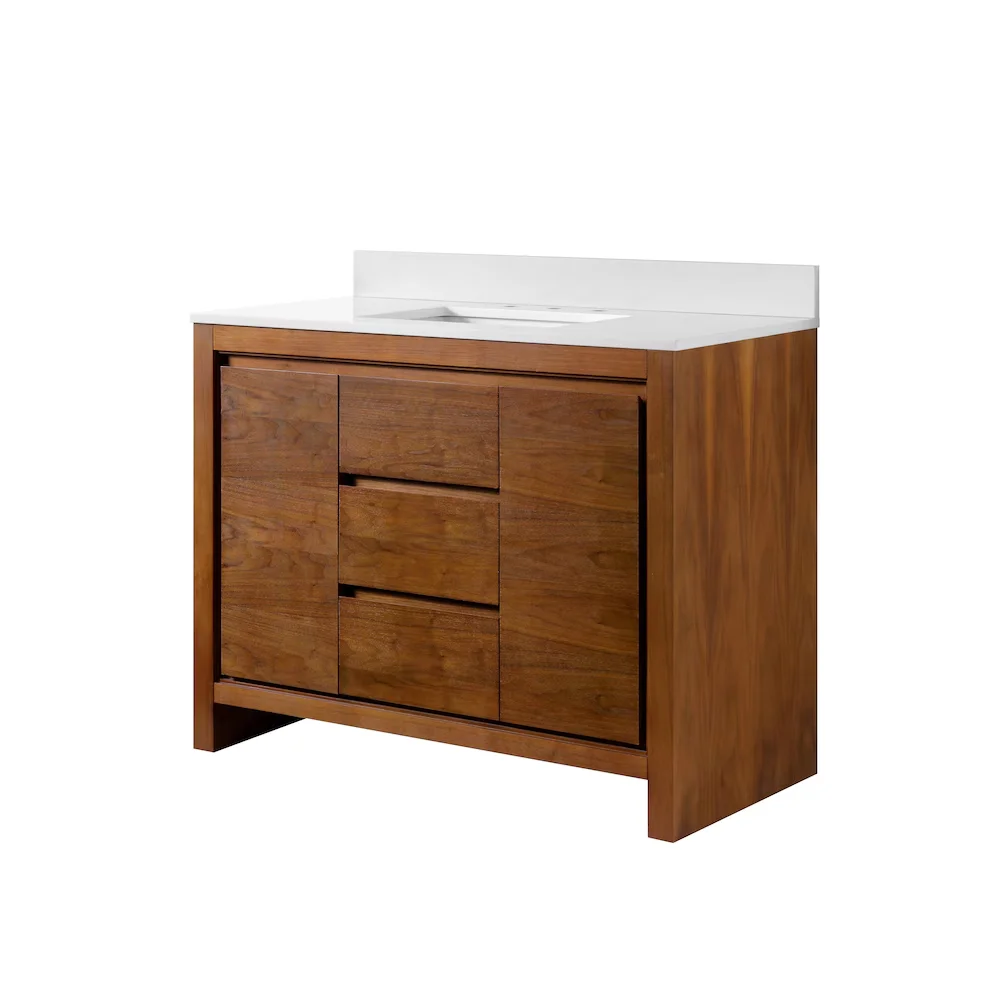 Nature Walnut Bathroom Vanity With Modern Style Freestanding Solid ...
