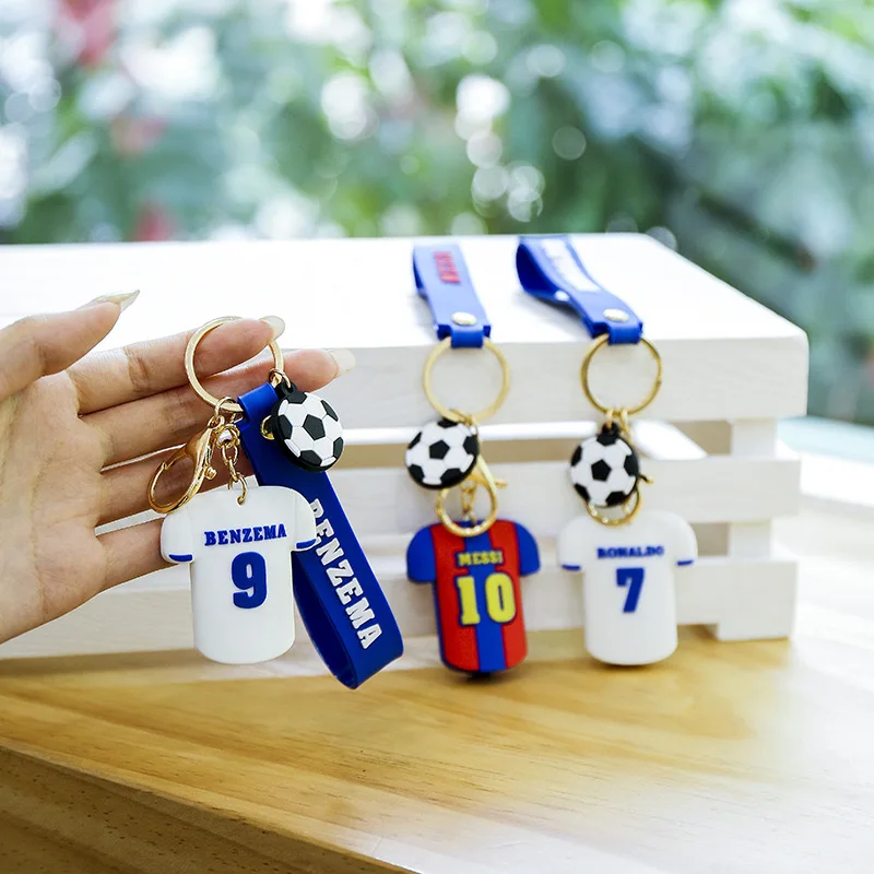 Wholesales 3D Football Keychain Sport T-Shirt Messi Ronaldo