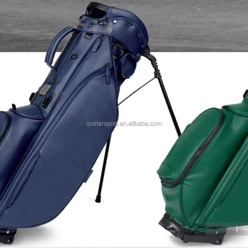 Custom Logo Golf Bag PU Leather Blue Waterproof Lightweight Carry Stand ...