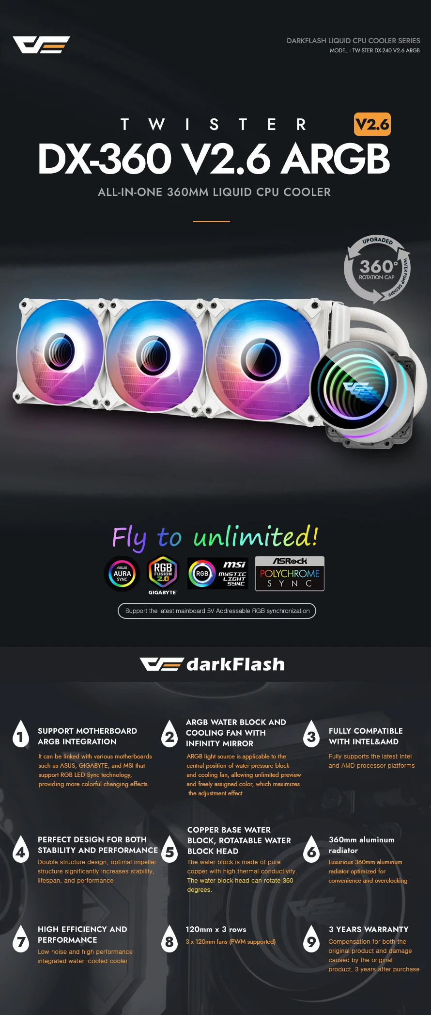 Darkflash Dx360 Liquid Cpu Cooler Computer Chassis Fan Heatsink Cooler ...