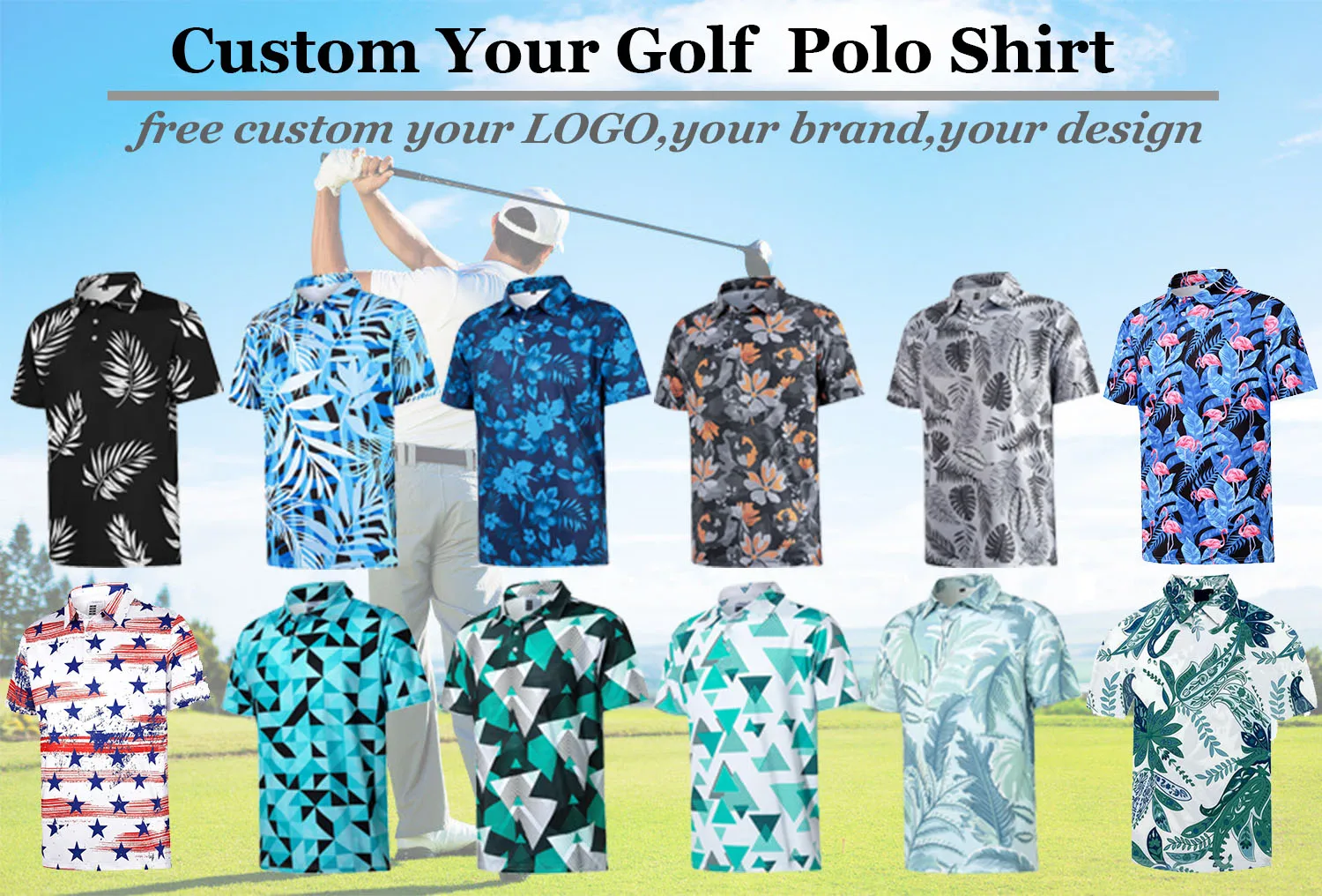 2024 Custom Funky Golf Shirt Quick Dry Polyester UPF Men's Polo All ...