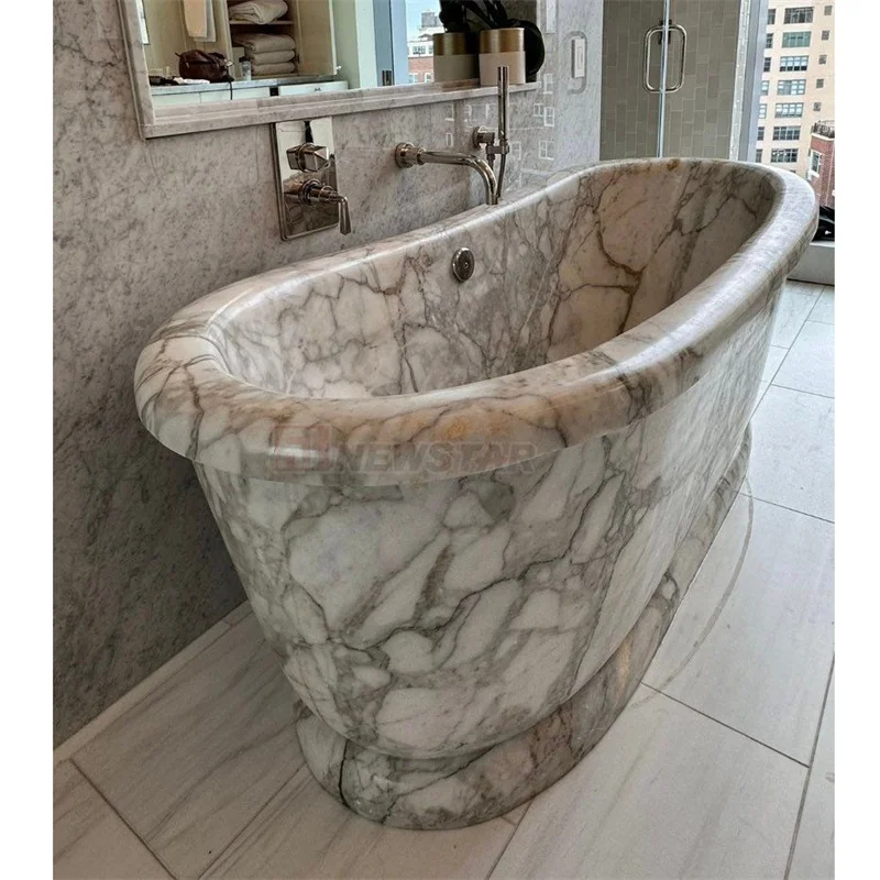 Newstar Luxury Arabescato White Marble Bathtub - Customizable