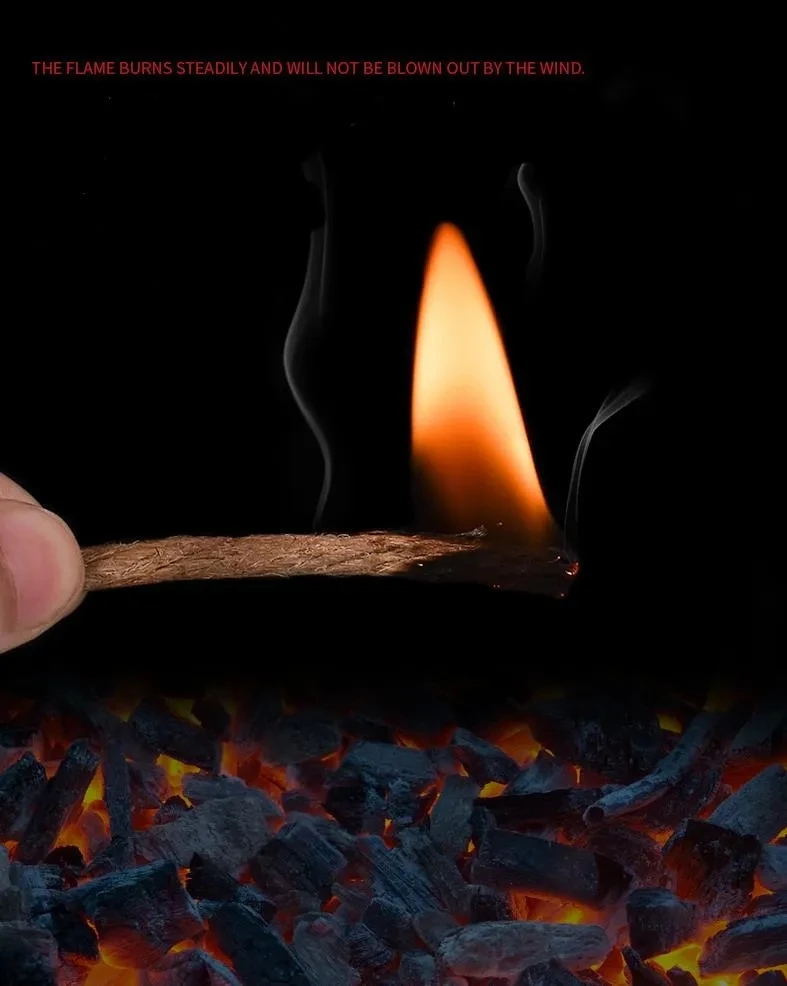 10pcs/pack Combustion Fire Hemp Rope Charcoal Lighter Outdoor Camping ...