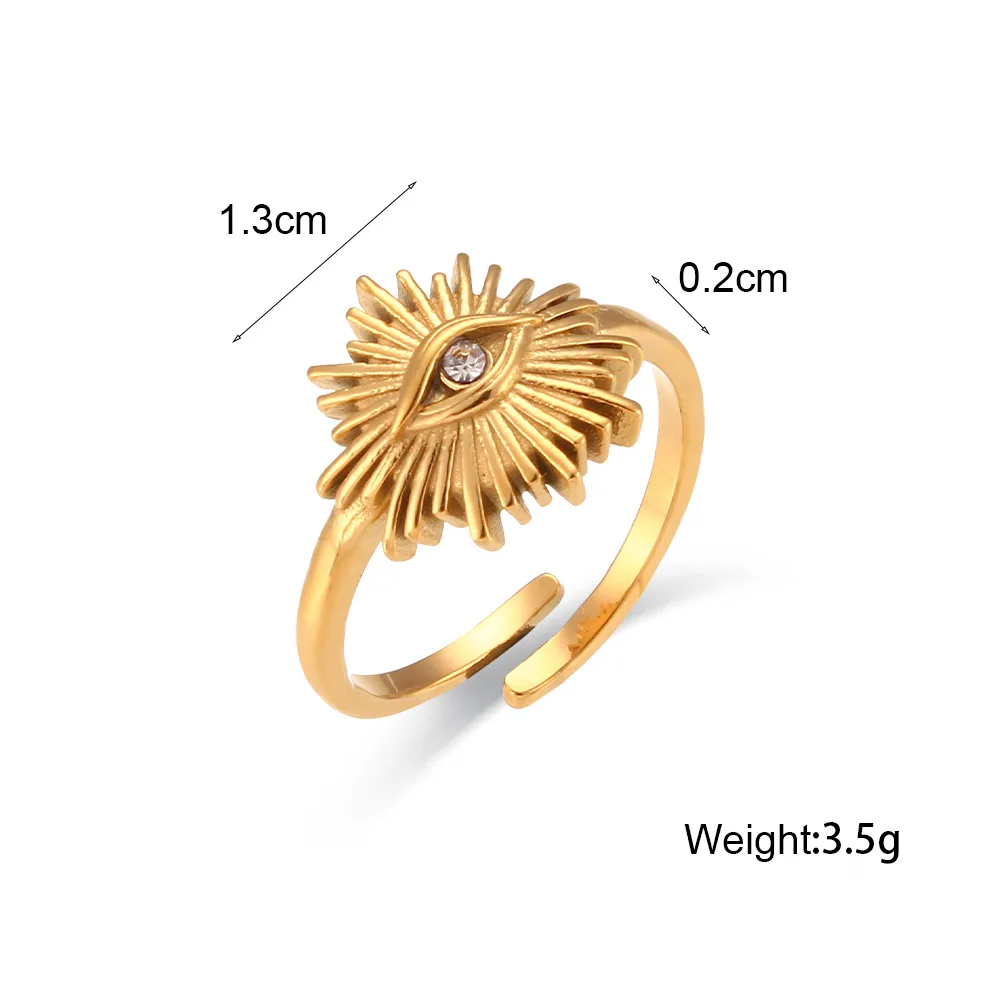 Hypoallergenic Stainless Steel Demon Eye Rings 18k Gold Plated