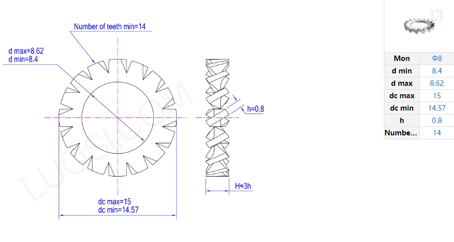 Din6798a Externally Serrated Star Washer M3 External Teeth Sus304 ...