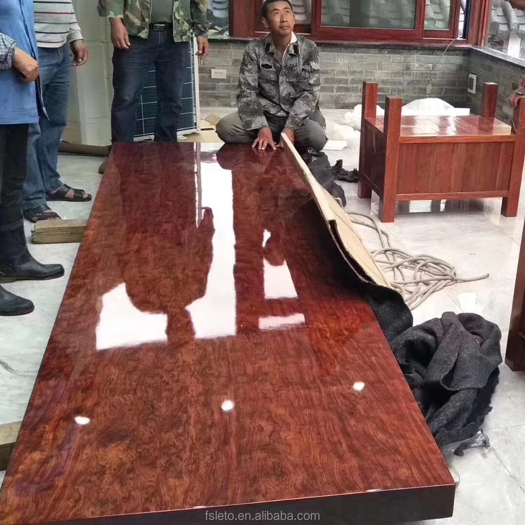 Modern Style Solid Wood Bubinga Slab Table from Gaboon