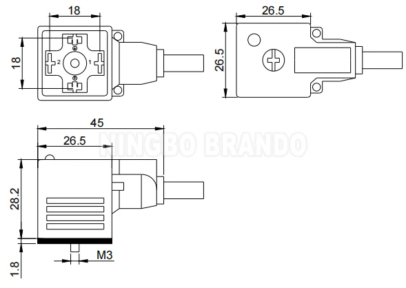 DIN 43650A Waterproof IP67 2P+E & 3P+E Cable Solenoid Valve Coil ...