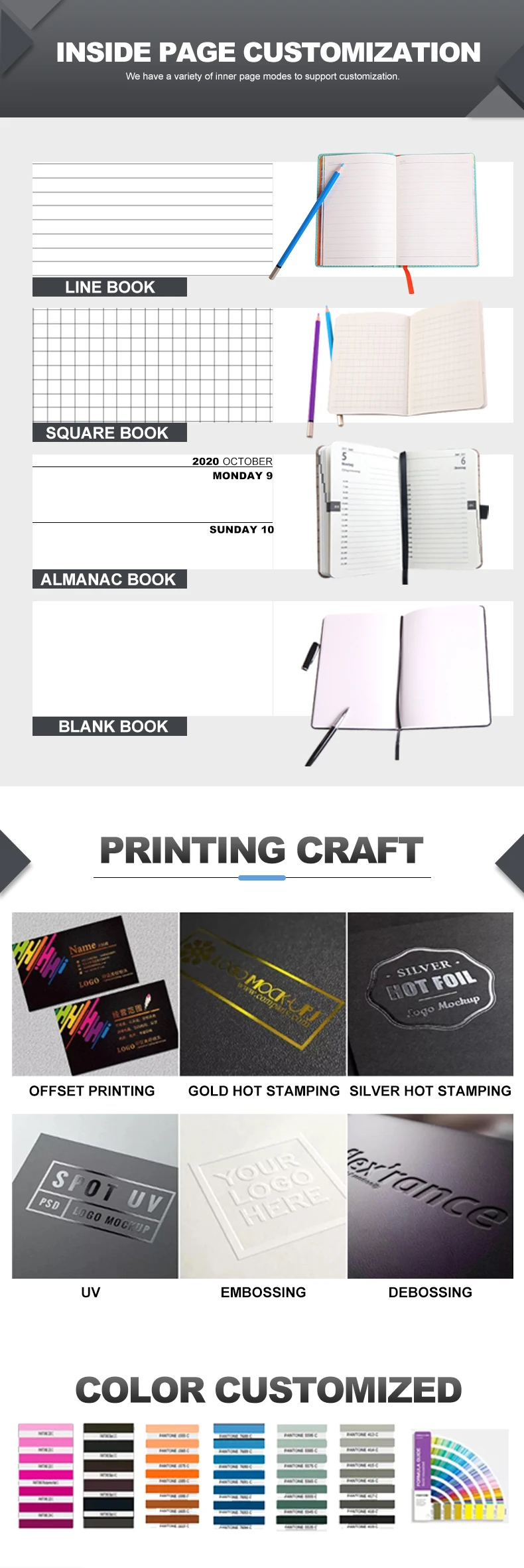 Custom Leather Notebook Colored Gold Edge Agenda Planner Promotion Gift ...