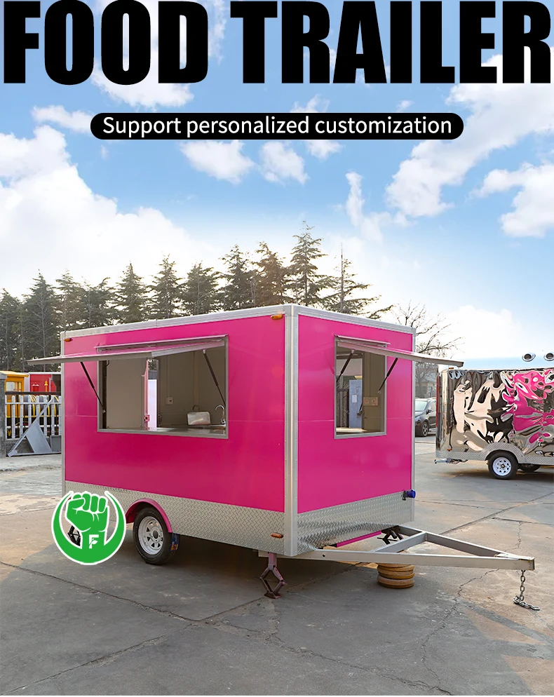 Pink Mobile Container Food Trucks Crepe Trailer for Sale