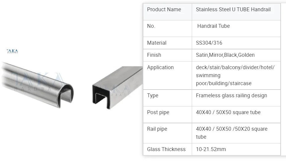 Wholesale Price Inox 304 316 U Slot Caprail Pipe For Frameless Glass ...