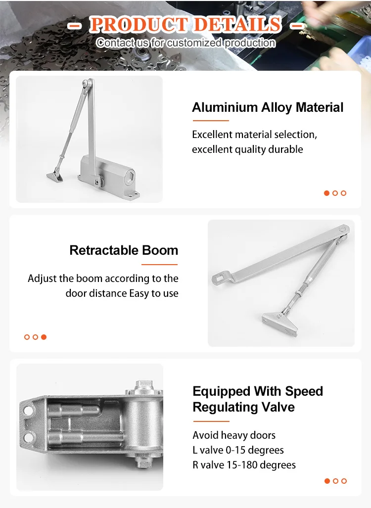 Aluminum 180 Degree Door Closer Multi-Function Gate Closer Automatic ...