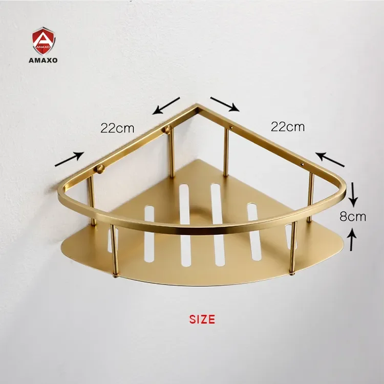 Stainless Steel Storage Rack Gold Corner Shelf Bathroom Triangle Shelf ...