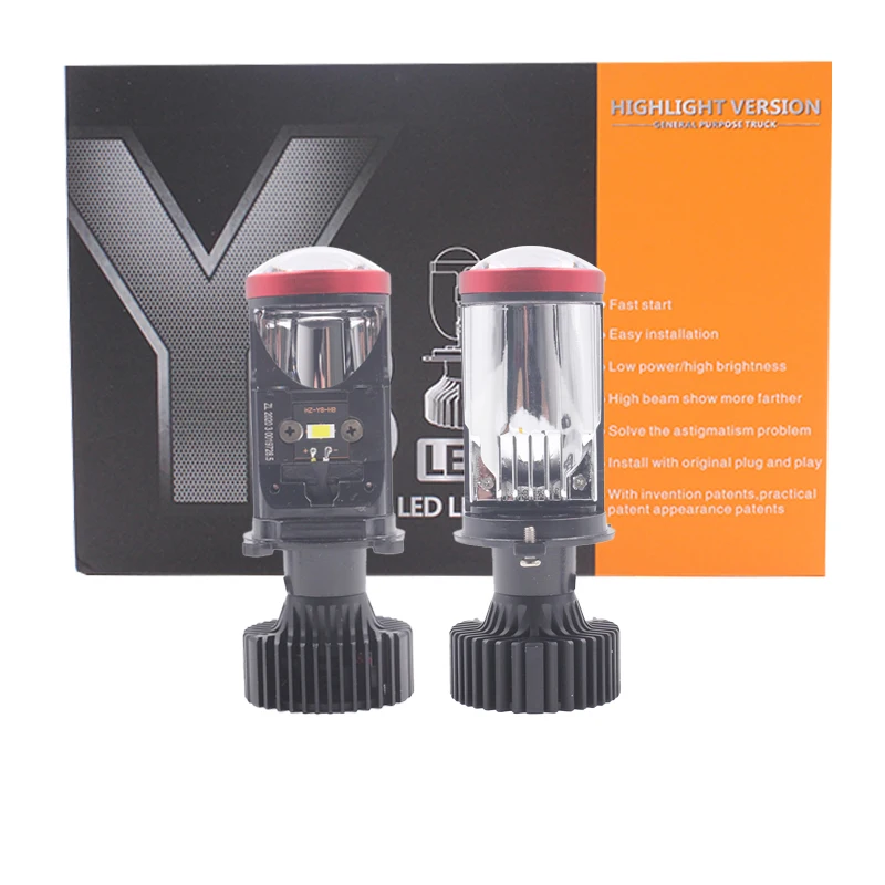 Y8 H4 Led Headlights With Projector Lens Turbo Fan Auto H4 Led Lights ...