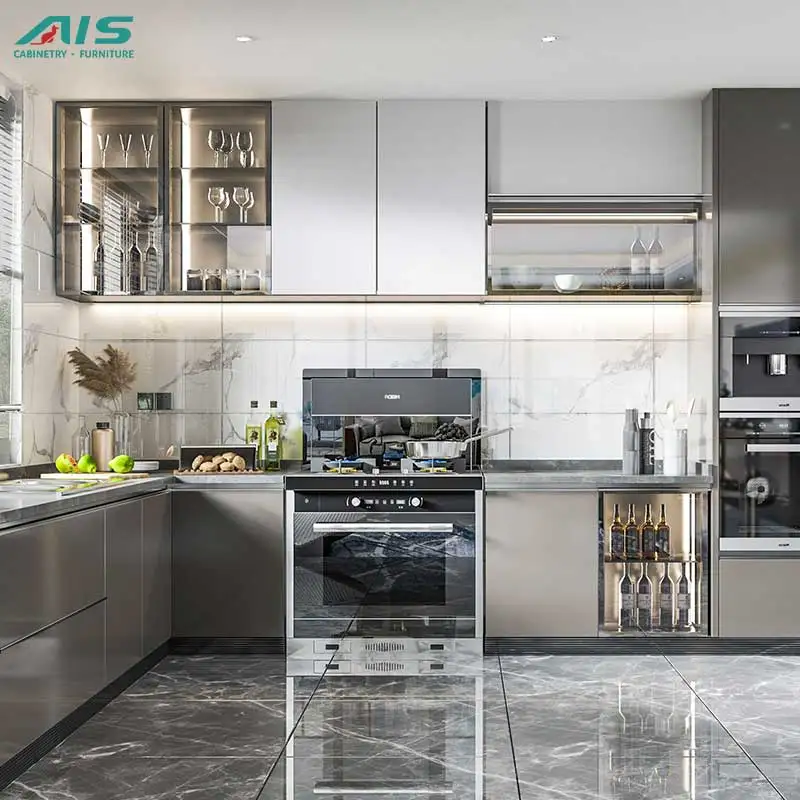 Ais Modern Kitchen Cabinets Set Design Aluminum Classic Color High ...