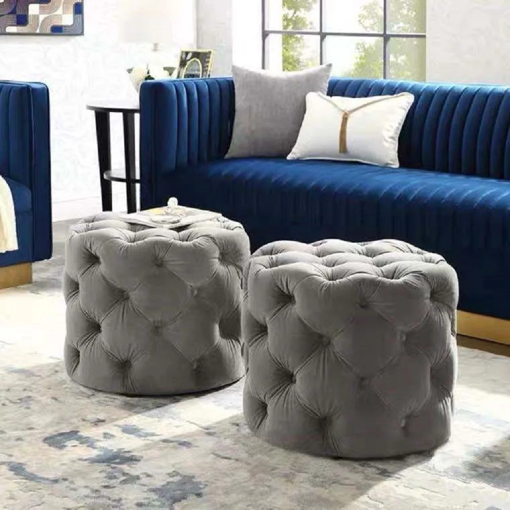Modern Upholstery Tufted Inflatable Knitted Moroccan Pouf Small Poof ...