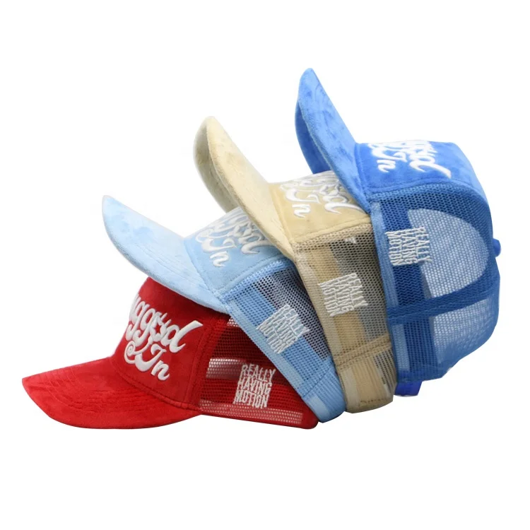 Shop Our 5 Panel Velvet and Mesh Trucker Hats with 3D Embroidery