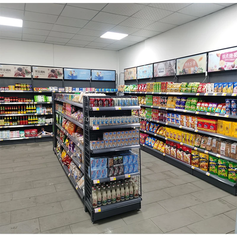 Supermarket Display Stands - Wood Shelf Racks for Retail