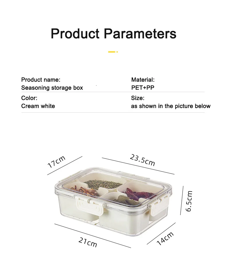 Kitchen Portable Plastic Spice Storage Container Snack Storage Box ...