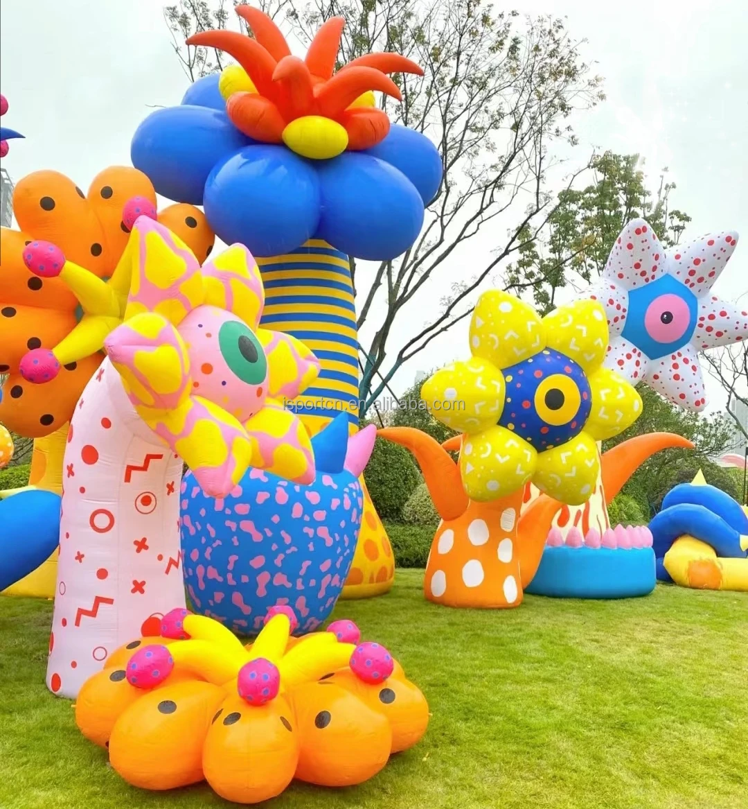 Large Decorations Green Flowers Inflatable Flower Outdoor With Led ...