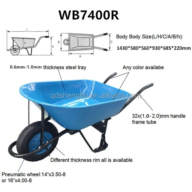 Blue Color Wheel Barrow Wheelbarrow For Transport Of Goods Metal ...