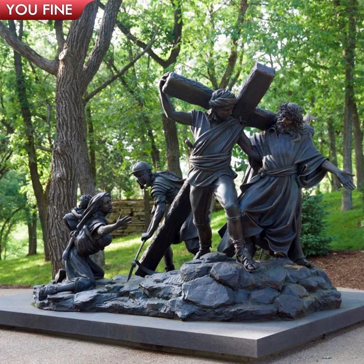 Outdoor Religious Life Size Bronze Jesus Cross Sculpture Crucifixion ...