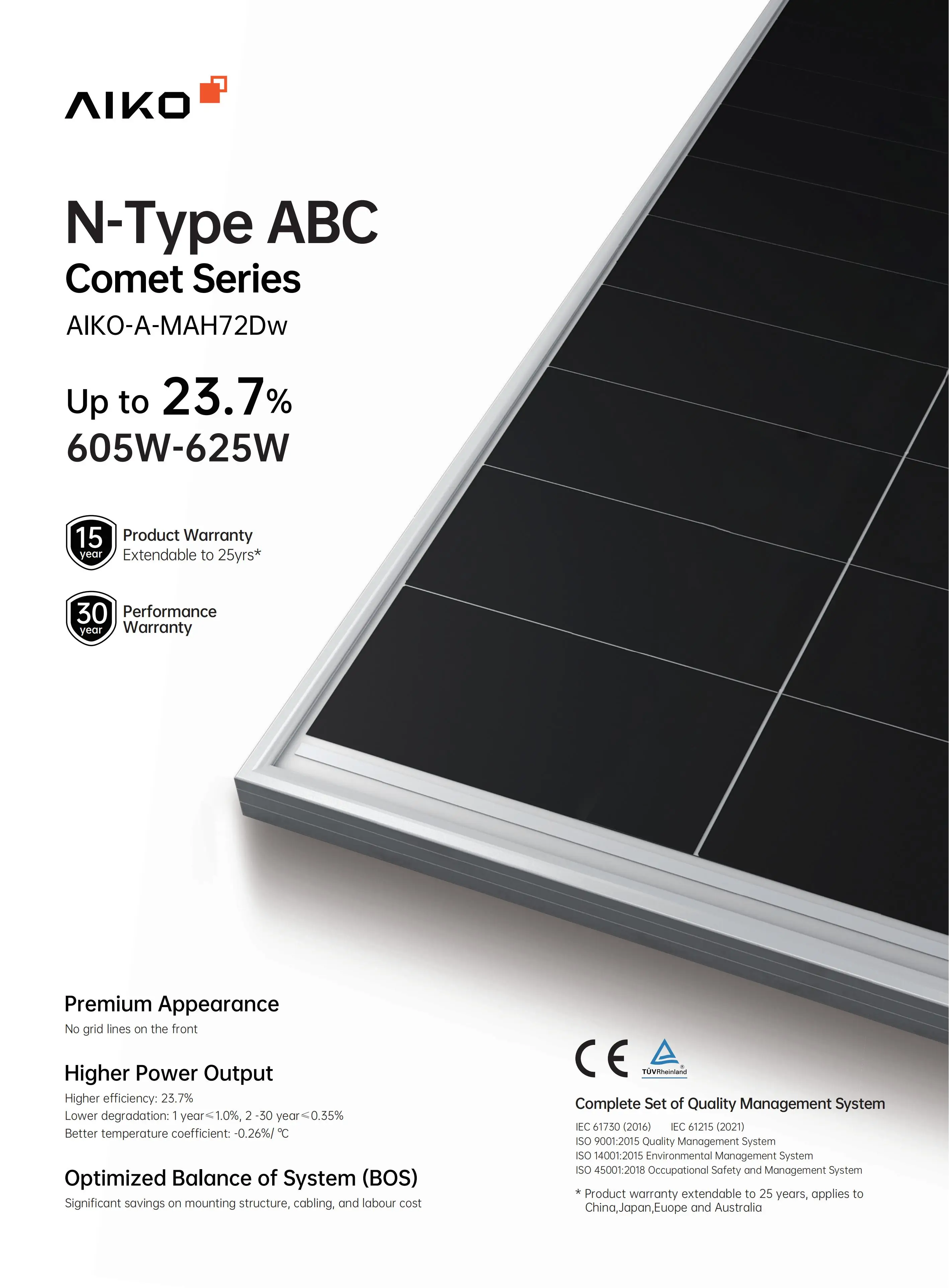 Aiko Solar Bc Bifacial Pv Module Aiko Aiko-a620-mah72dw 605w 610w 615w ...