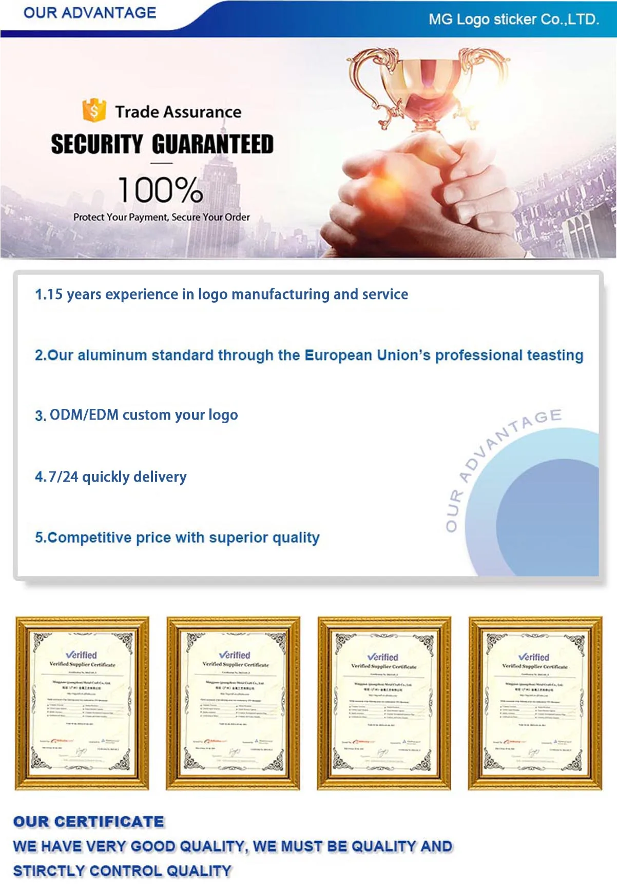 Metal Branding Logo Sticker Label Candles for Jar Gold OEM