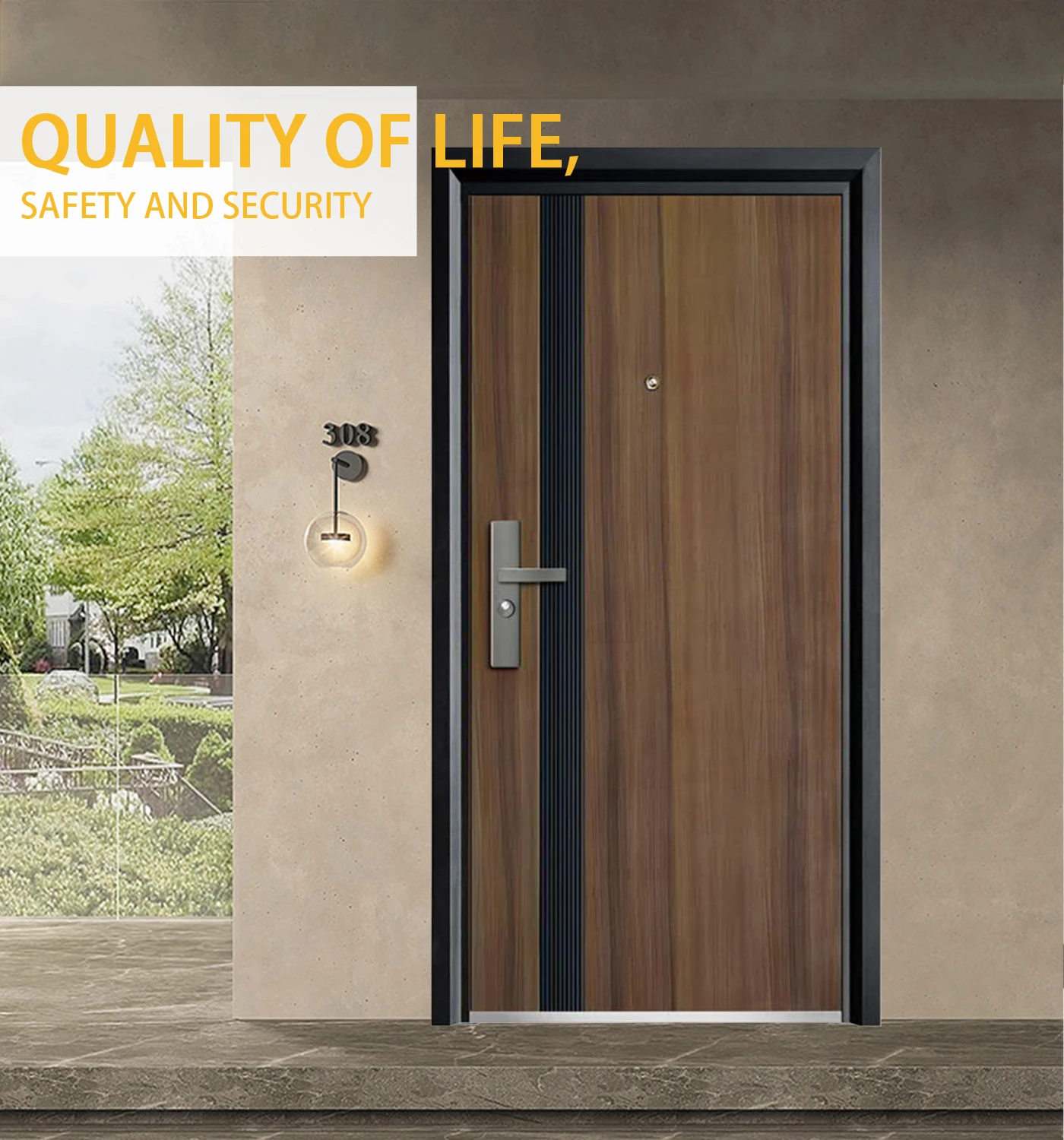 Factory Custom Fashion 5cm Residential Steel Entry Doors Environmental ...