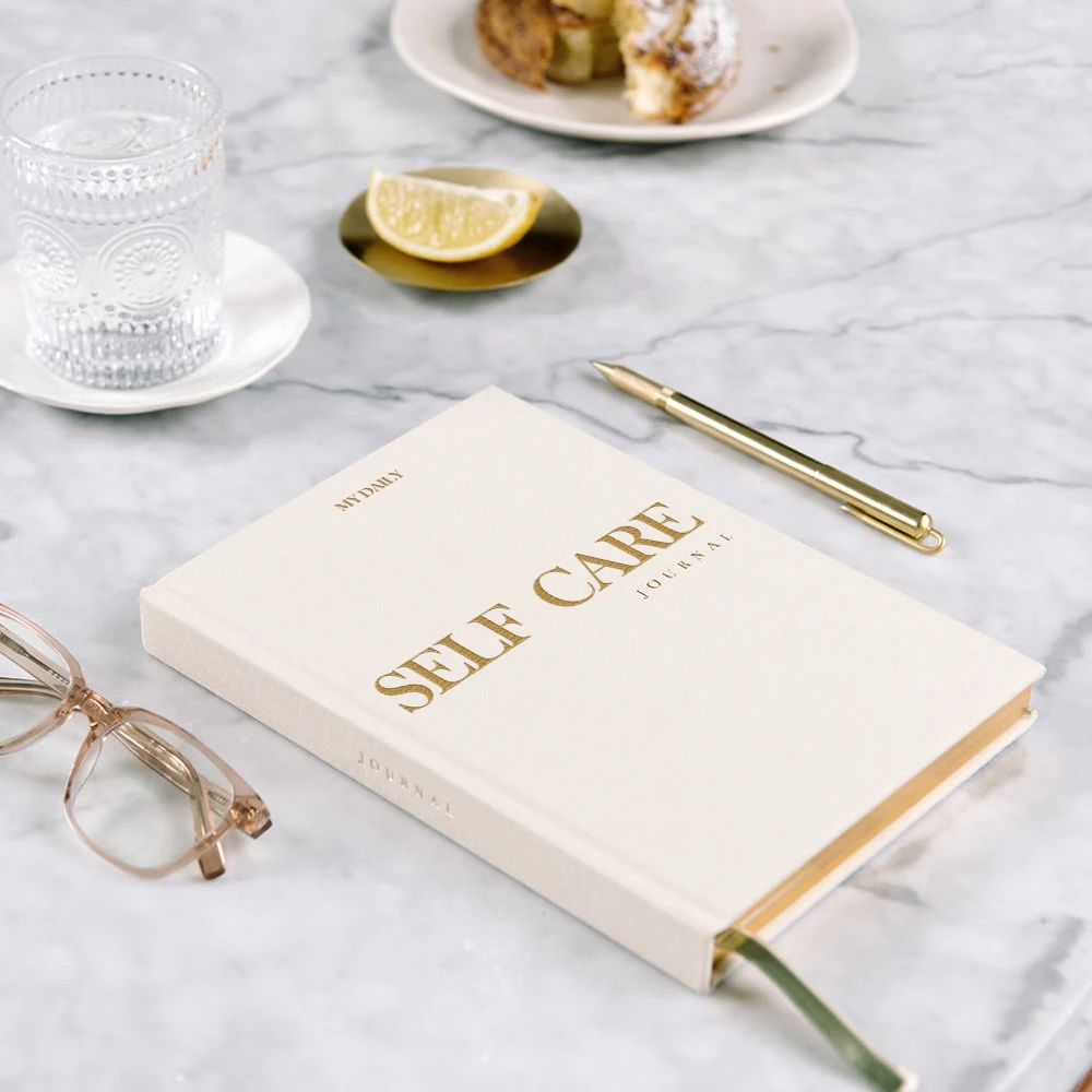 Custom Linen Fabric Hardcover Gold Edge Women Mental Health Mindfulness ...