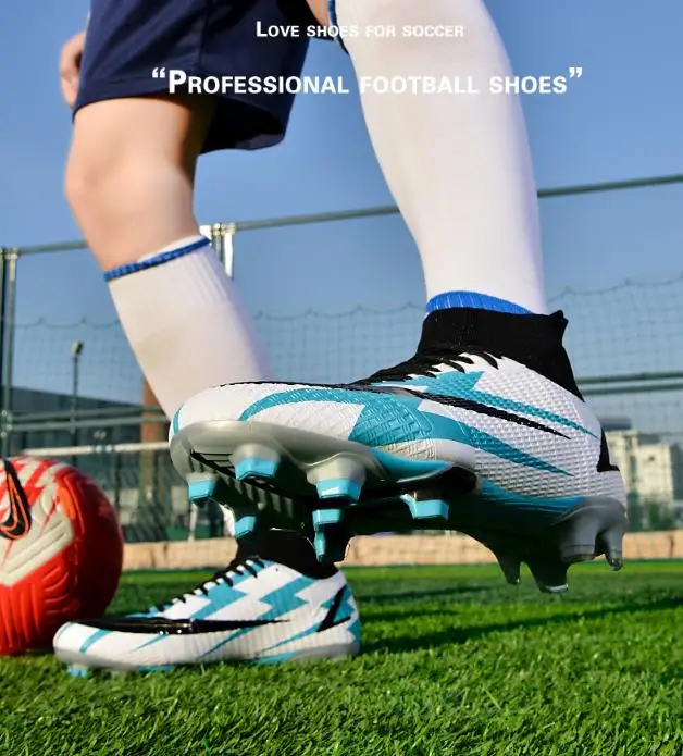 2024 High Cut Long Spike Football Boots Printed Outdoor Training ...
