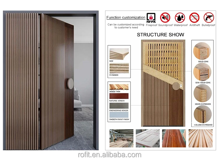 Customized Villa Luxury Solid Wood Exterior Door Main Entrance Pivot ...