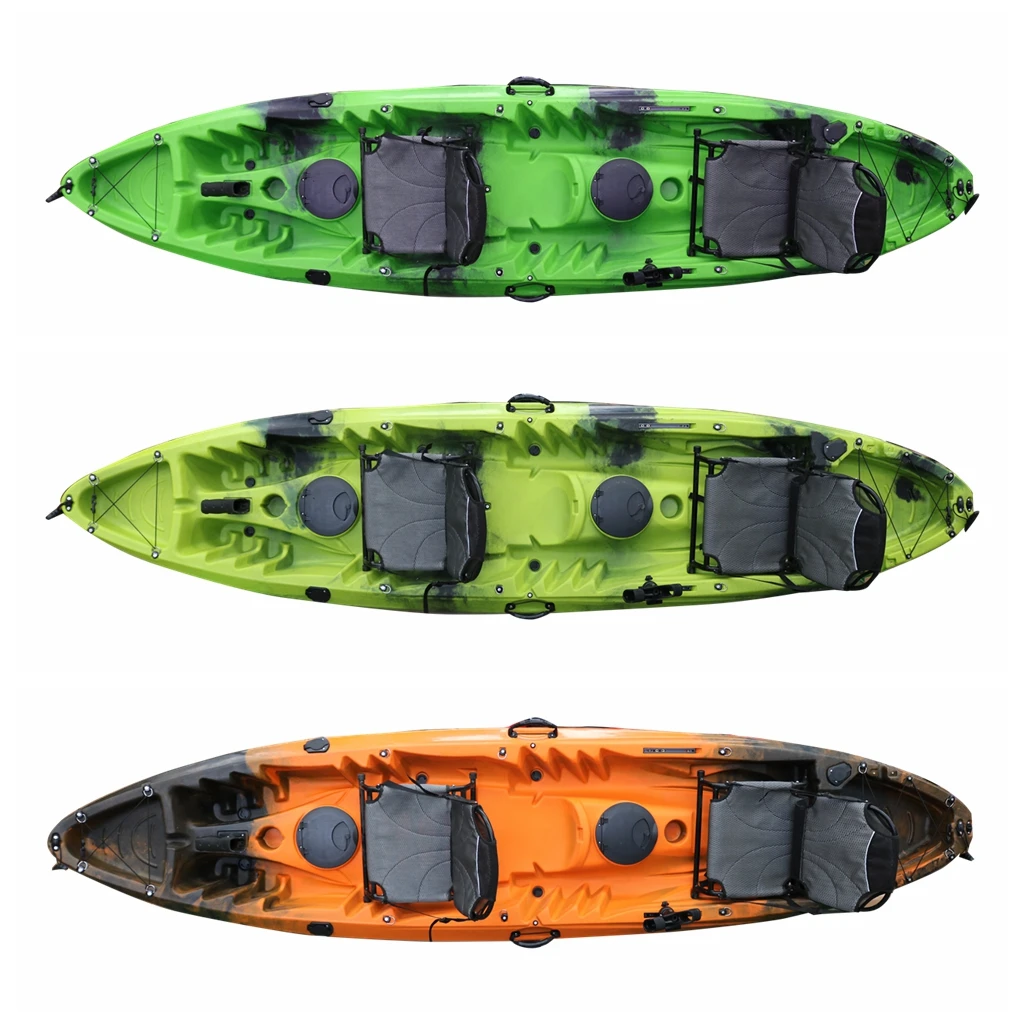 3-Person Plastic Fishing Kayak for Outdoor Touring Sit on Top Canoe Use ...