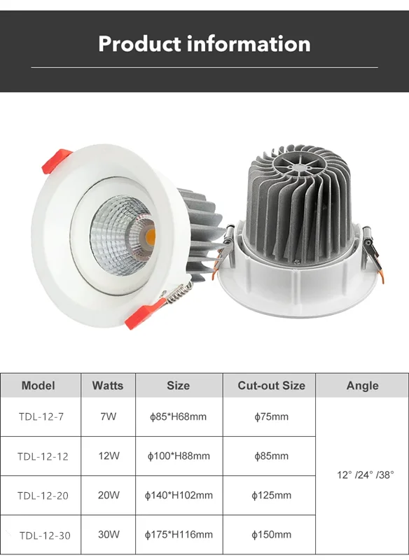 7w 12w 20w 30w Spot Light Modern Design Wide Beam Recessed Led ...