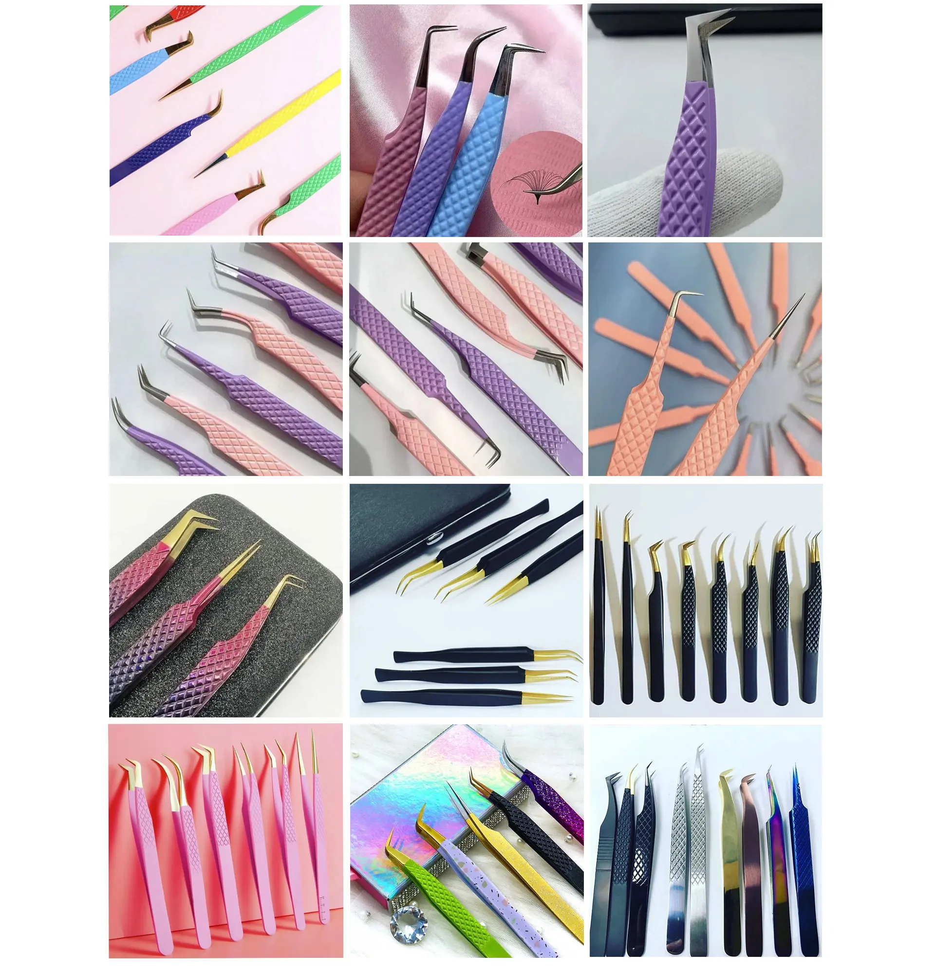 Rose Pink Diamond Grip Eyelash Tweezers Pink Box Packing Isolation ...