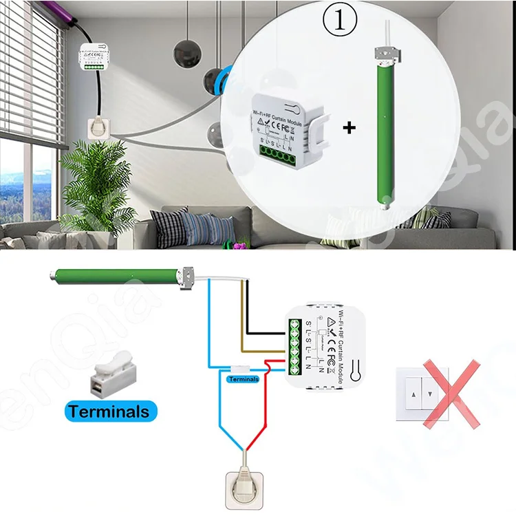 Smart Curtain Module - Wireless Control for Rollershutters
