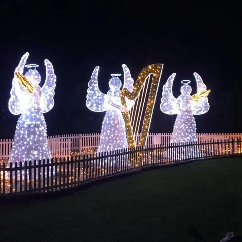 Outdoor 3d Led Angel Lighting Modeling Sculpture Lighted Merry ...