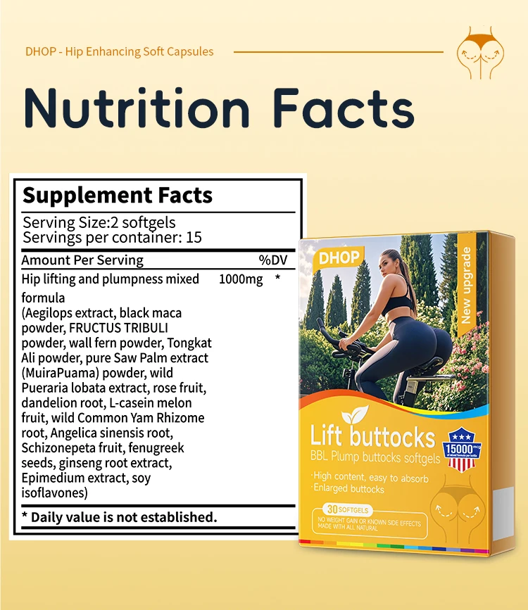 DHOP Adult Glute Growth Supplement - Hips & Butt Enhancement Softgels ...