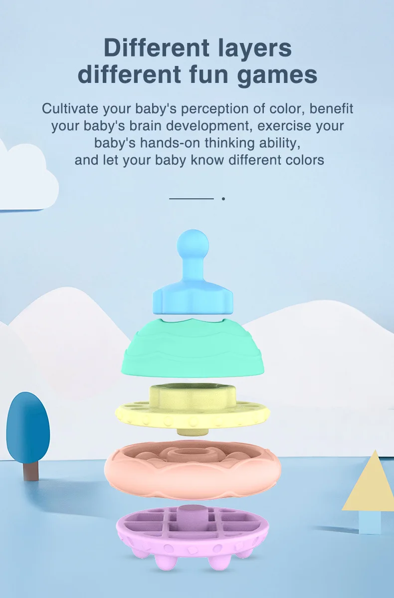 High Quality Food Grade Silicone Stacking Building Toys Colorful ...