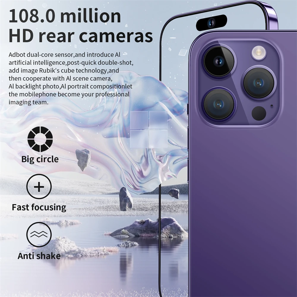 14 Pro Max 7.3inch Smartphones 1tb+16gb Mobile Phones 5mp+13mp Android ...