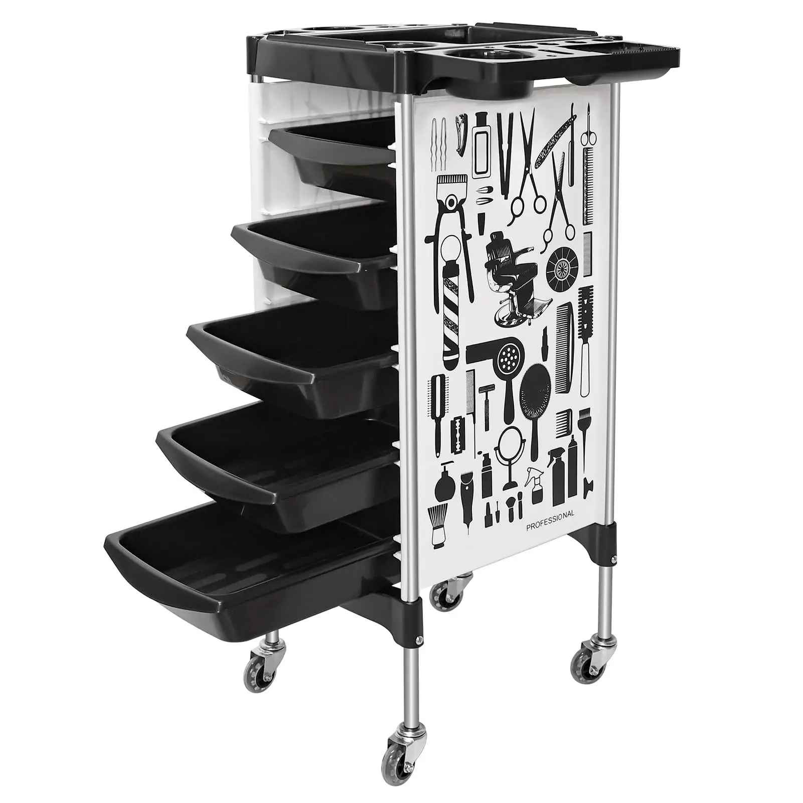 Multifunctional Hair Salon Trolley Movable Salon Equipment With Shelves ...
