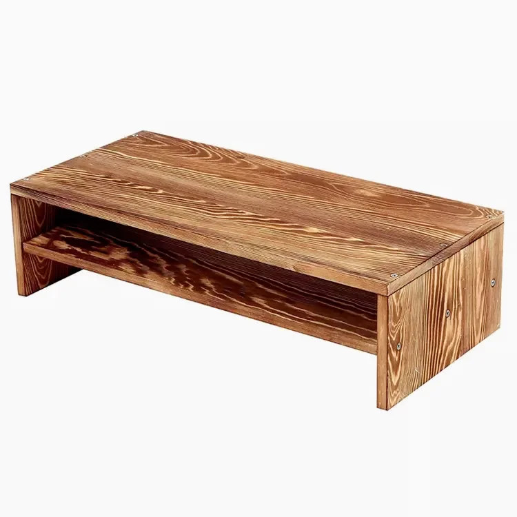 Pine wood rustic brown monitor stand riser desk riser for TV computer ...