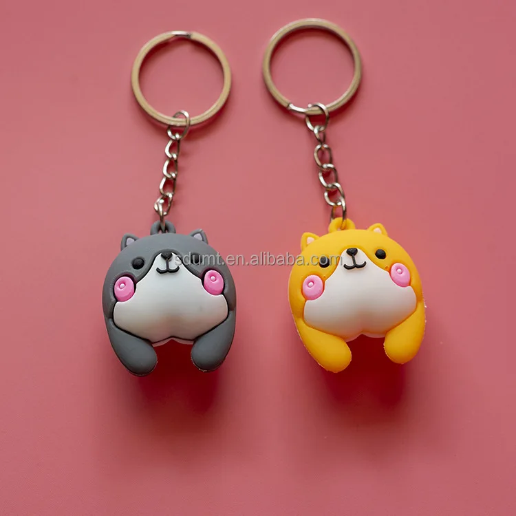 Cute Cartoon Corgi Dog Metal Key Chains Pvc Soft Rubber Car Key ...