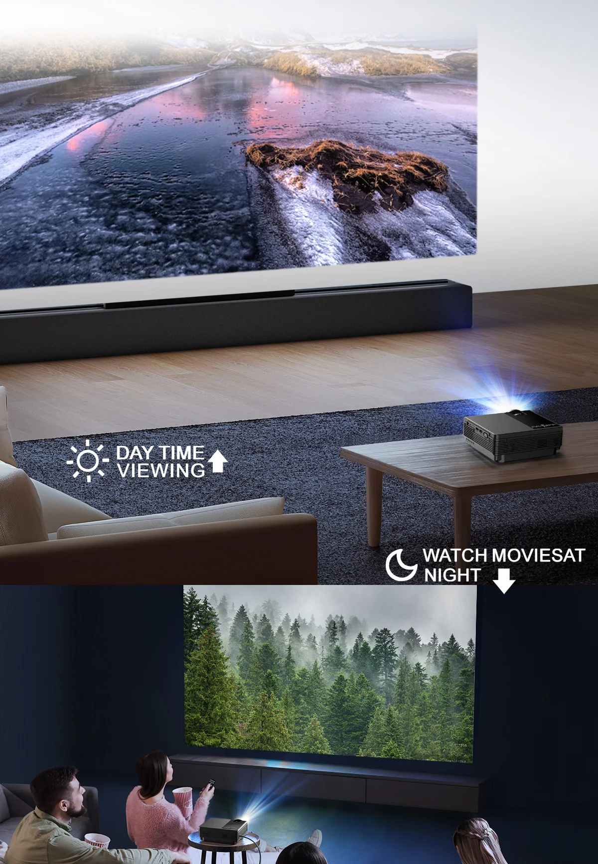 SUNYS L36P Mini 4K Projector - Smart, Portable, and Versatile