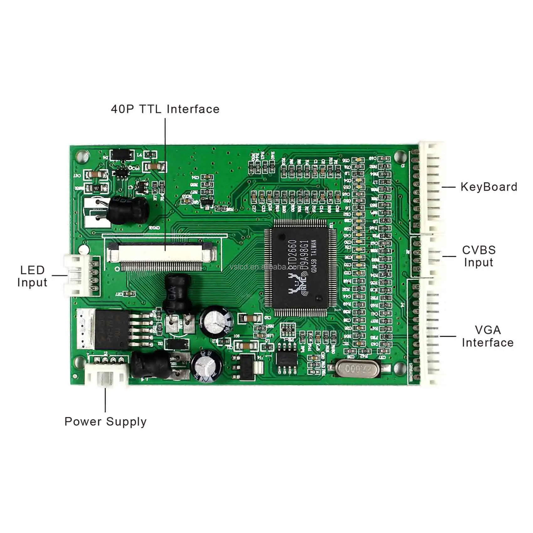Vga 2av Reversing Main Board 5 Inch Lcd Display Replacement Lcd Monitor ...