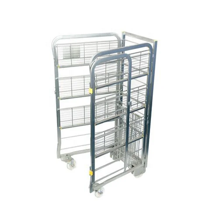 Milk Cage Trolley - Heavy Duty 4 Wheels Metallic Milk Cart